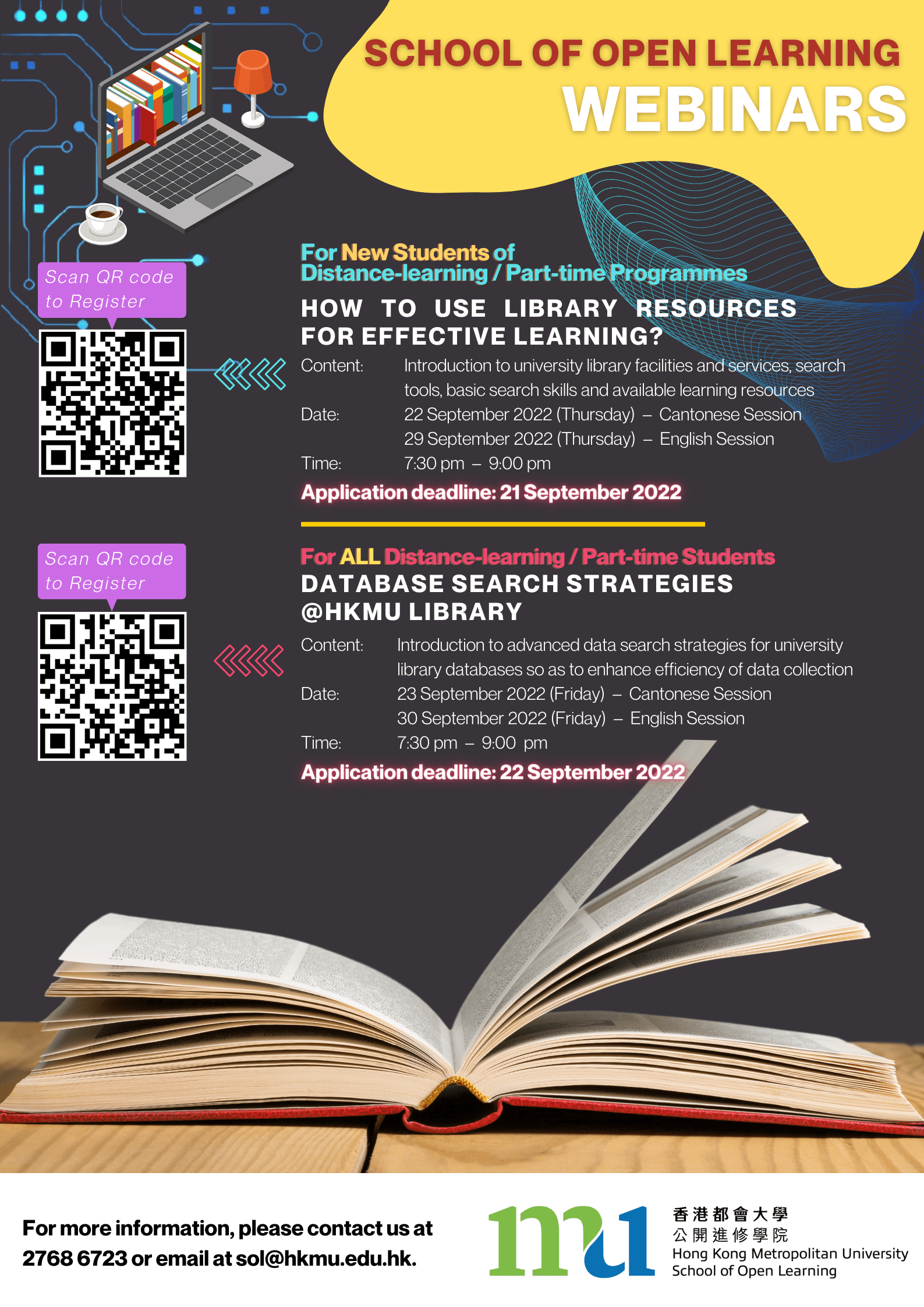 School of Open Learning Webinar - Library webinars (22, 23 September ...